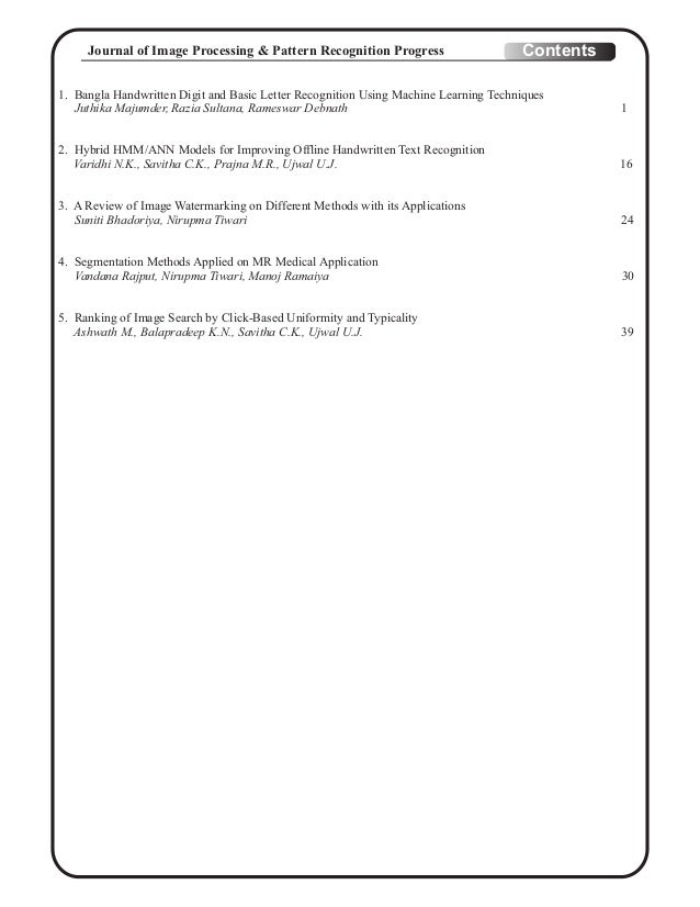 Journal Of Image Processing And Pattern Recognition Progress Vol 3 Issu…