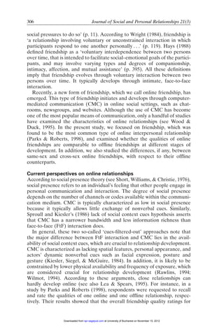 Journal of social and personal relationships 2004-chan-305-20 | PDF | Social Networking | Internet