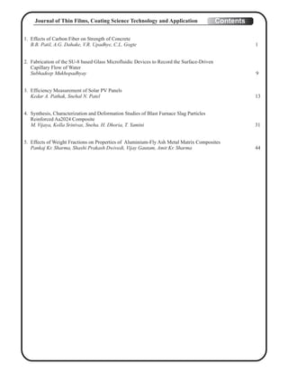 Journal of Thin Films, Coating Science Technology and Application vol 3 issue 3 | PDF