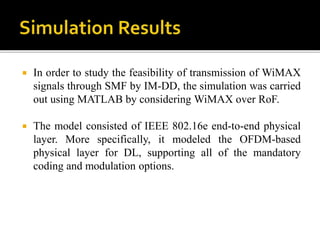 Radio over Fiber Technology for WiMAX Systems | PPTX