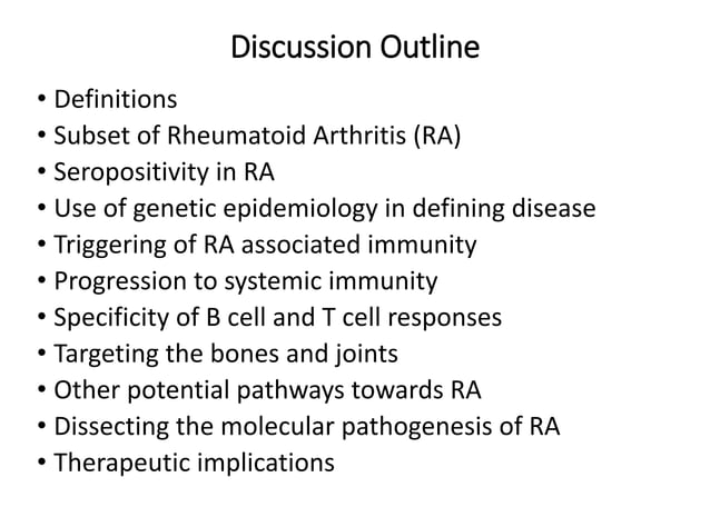 The immunopathogenesis of seropositive rheumatoid arthritis | PPT