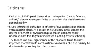Rivaroxaban with or without aspirin in patients with stable peripheral ...