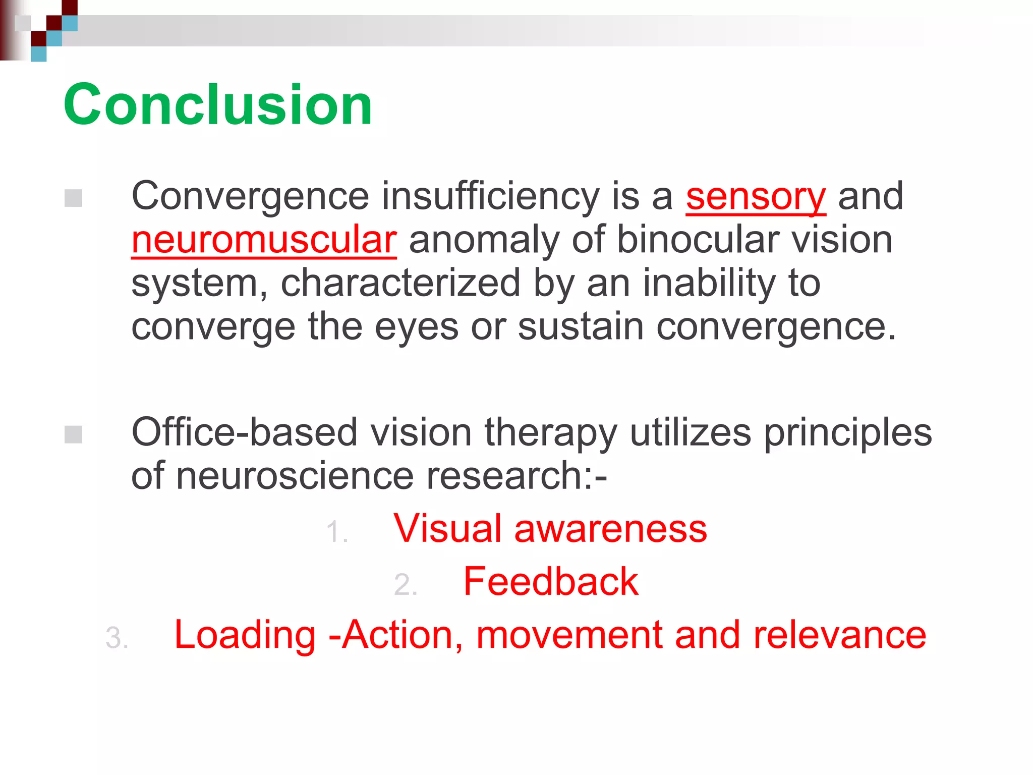 Journal presentation about convergence insufficiency | PPTX | Eye and ...
