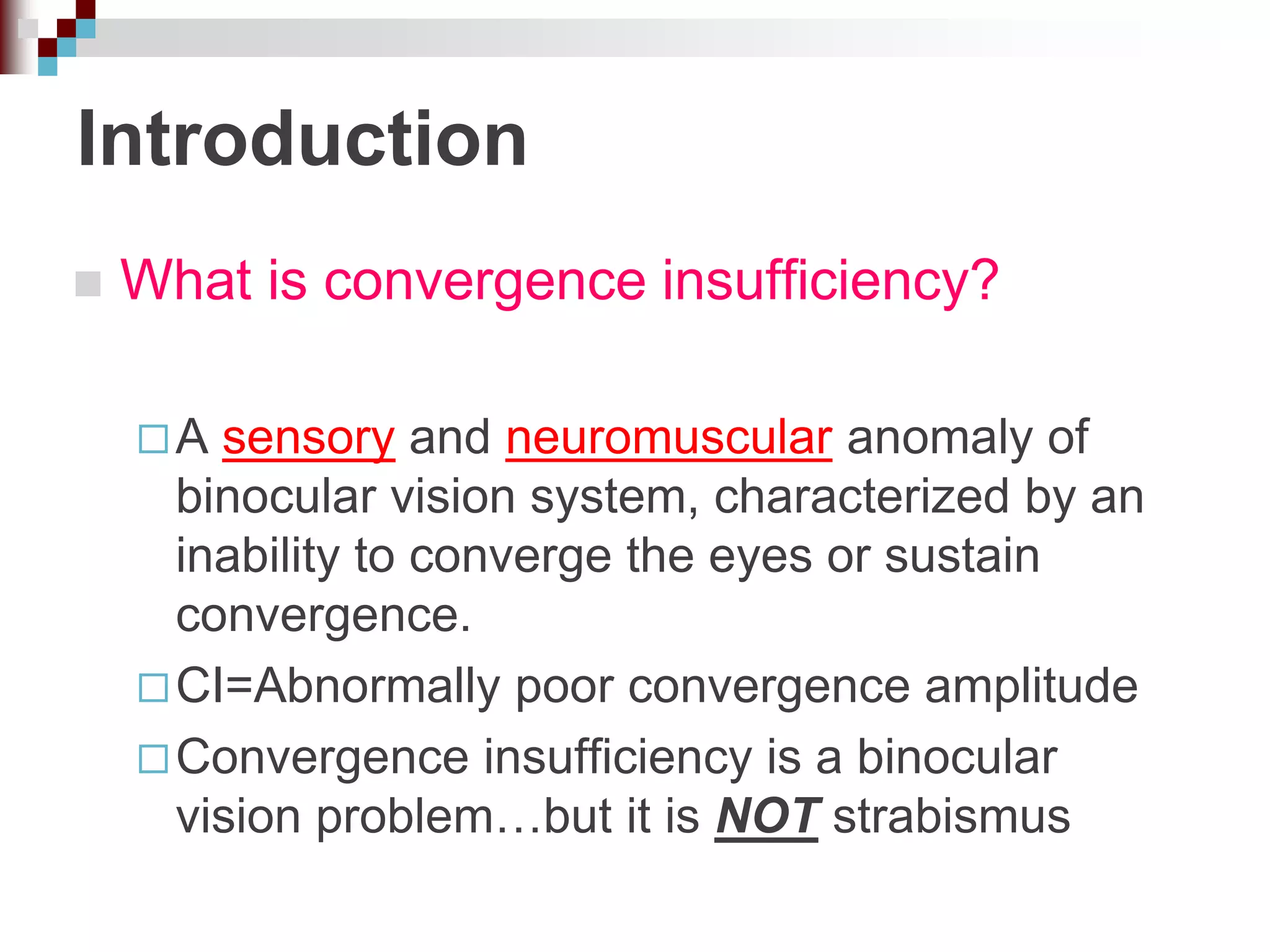 Journal presentation about convergence insufficiency | PPTX | Eye and ...