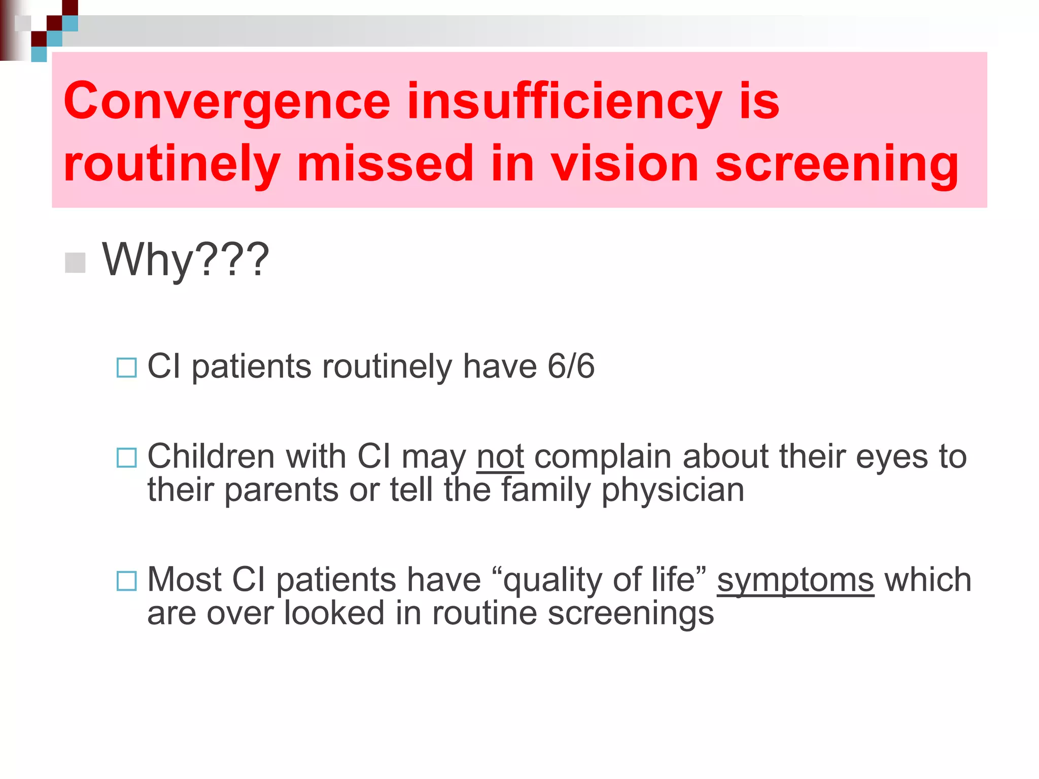 Journal presentation about convergence insufficiency | PPTX | Eye and ...