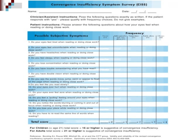 Journal presentation about convergence insufficiency