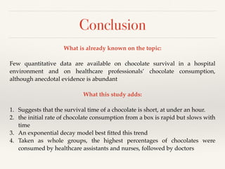 Survival time of chocolates in hospital wards - A study | PDF