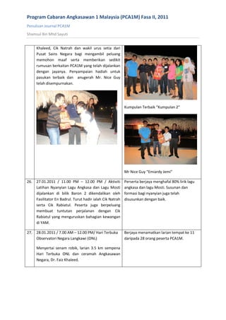 Journal program cabaran angkasawan 1 malaysia 2011 | PDF