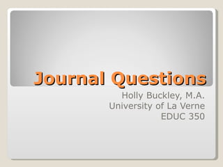 Journal Questions | PPT
