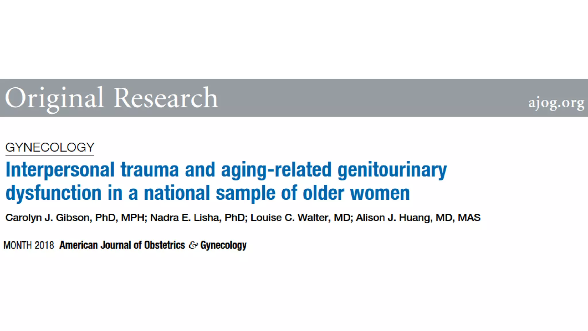 Interpersonal trauma and aging-related genitourinary dysfunction in a ...