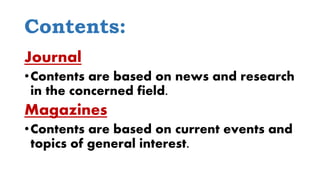 Journals and magazines | PPTX