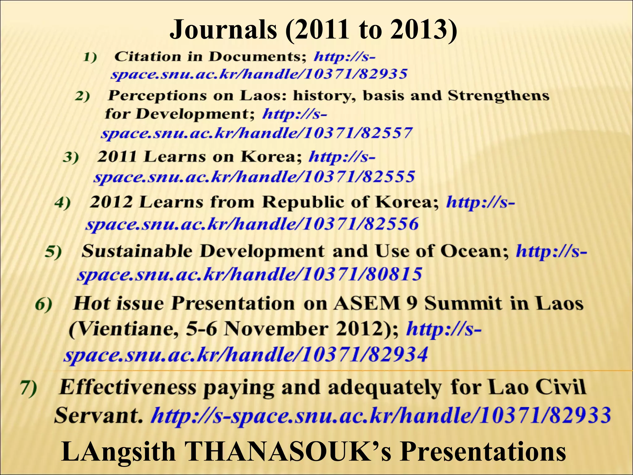 Journals and presentations in seoul national university (snu, korea) by ...