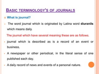 JOURNAL PRESENTATION BASIC TERMINOLOGY'S. | PPTX