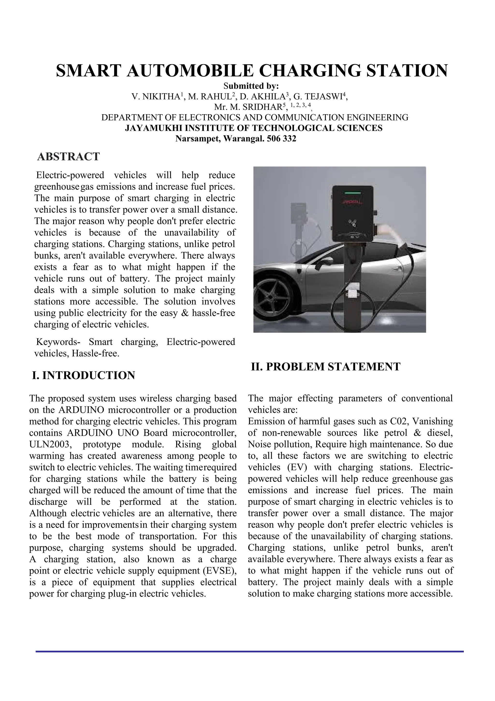 SMART AUTOMOBILE CHARGING STATION JOURNAL | PDF