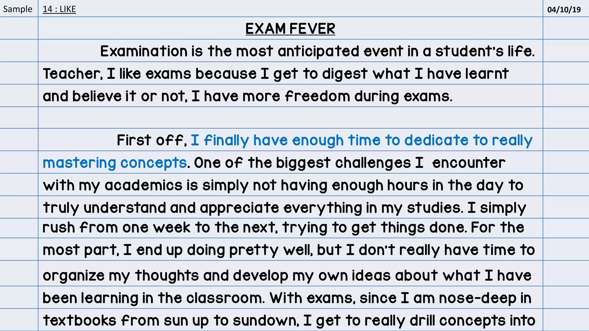 Journal writing sample entry 14 like | PPT