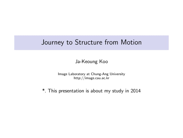 Journey to structure from motion | PPT