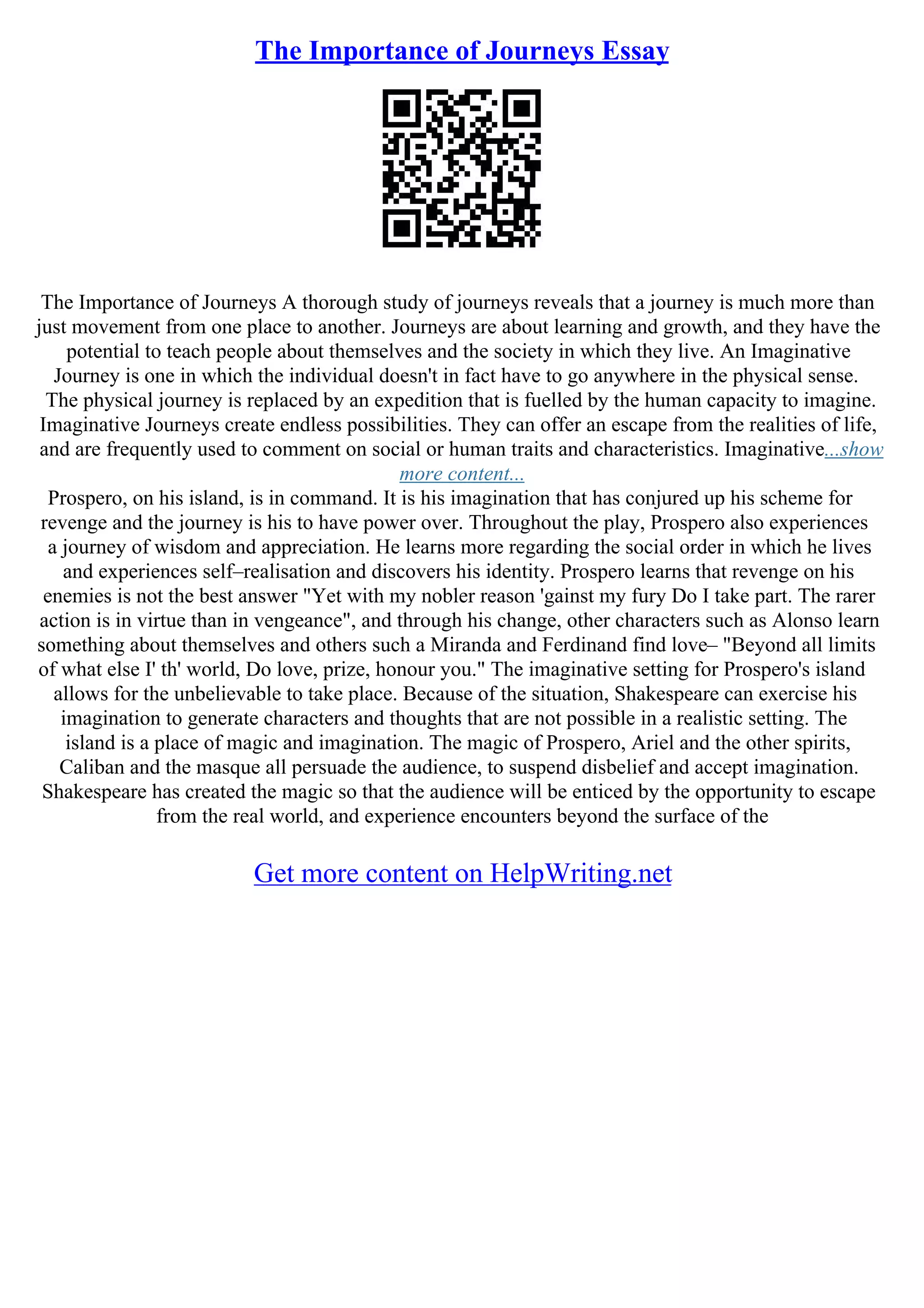 Journey In Life Essay | PDF