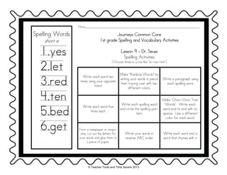 Journey's Spelling Lists | PDF