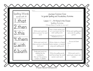 Journey's Spelling Lists | PDF