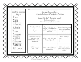 Journey's Spelling Lists | PDF