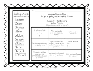 Journey's Spelling Lists | PDF