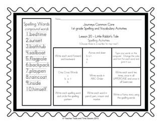 Journey's Spelling Lists | PDF