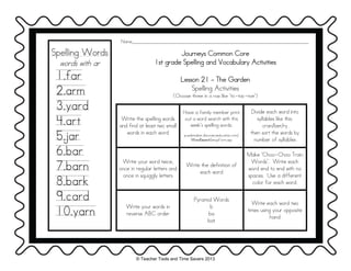 Journey's Spelling Lists | PDF