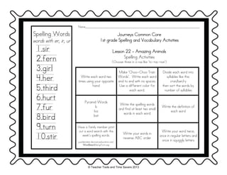 Journey's Spelling Lists | PDF