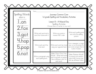 Journey's Spelling Lists | PDF