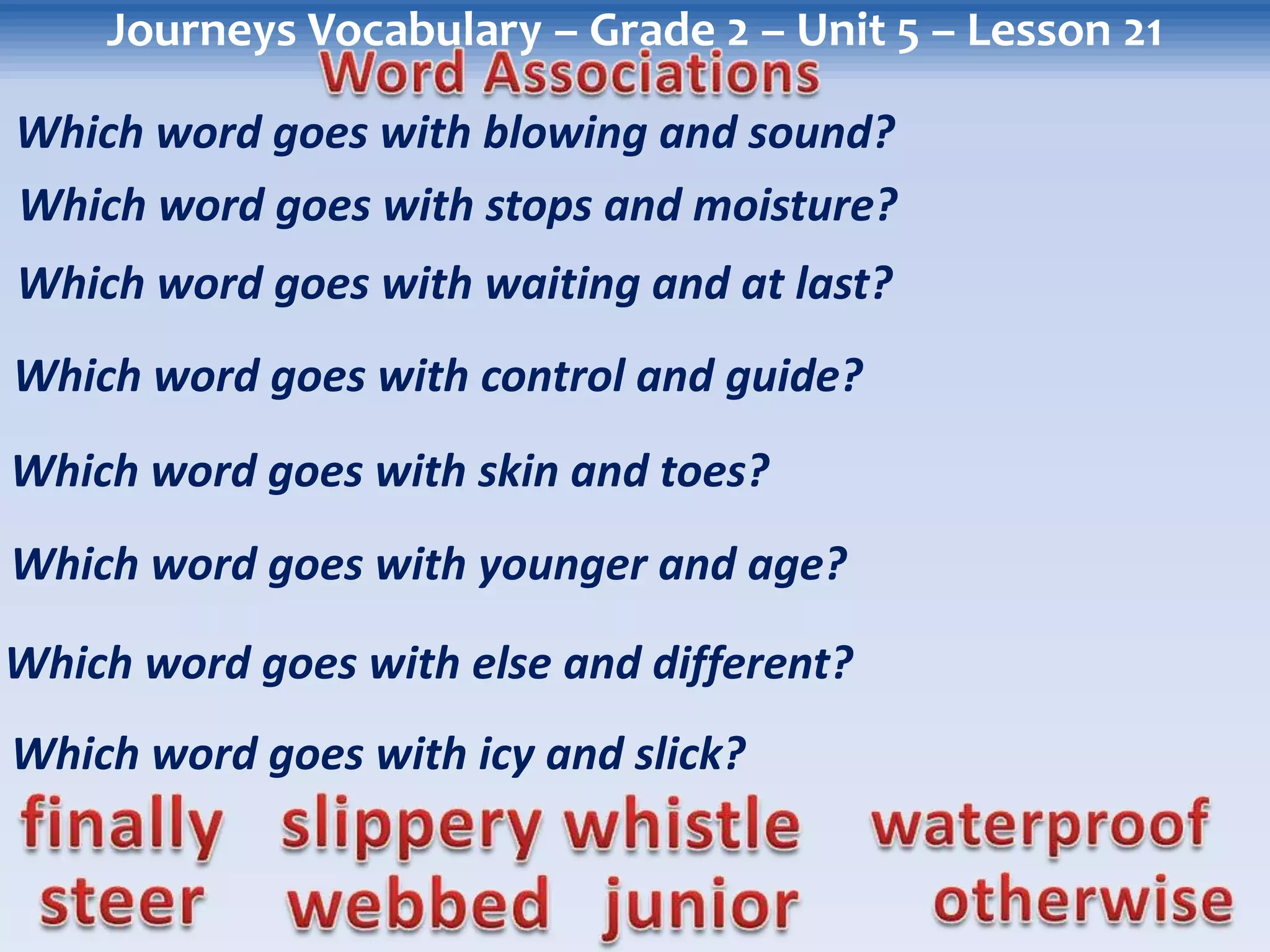 Journeys vocabulary – grade 2 – unit 5_21 | PPTX