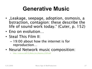 Journey Through The Age Of Electronic (Re)Production Of Music | PPT
