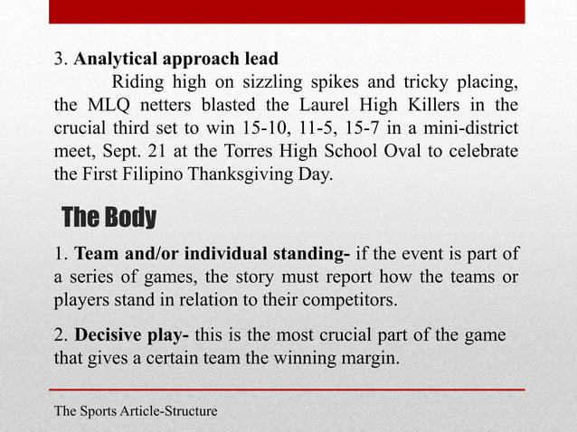 The Sports Article | PPTX