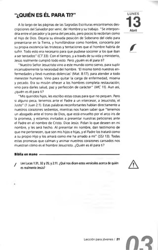 Joven | Lección 3 | ¿Quién es Jesucristo? | Escuela Sabática 2015 | PDF