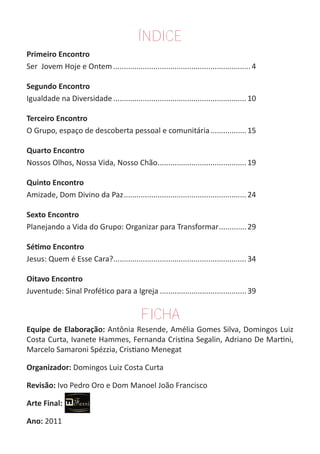 Roteiro para Encontro de Grupos de Jovens - subsídio