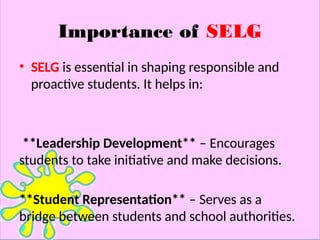 tHE IMPORTANCE AND ROLES OF THE SELG AND IT'S OFFICERS | PPTX