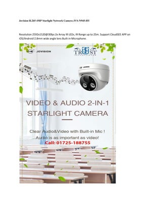 Jovision h.265 4 mp starlight network camera jvs n945-hy-converted | PDF