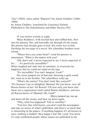 Joy (1883) (also called Rapture) by Anton Chekhov (1860-1904).docx