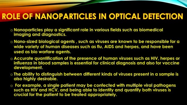 NANOPARTICLES USED IN OPTICAL DETECTION MODE FOR BIOSENSORS | PDF
