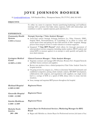 Joye Johnson Booher Resume | DOC