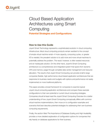 Joyent Cloud App Architectures | PDF