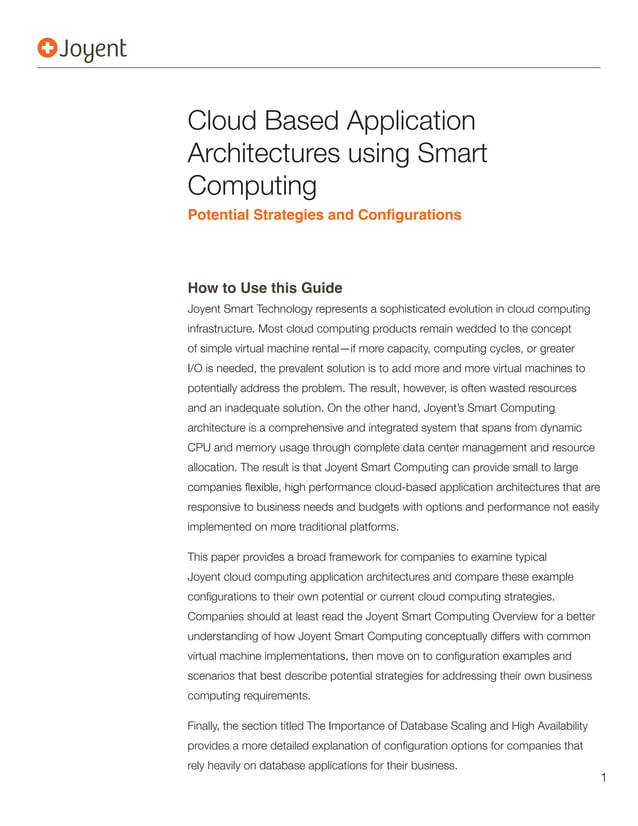 Joyent Cloud App Architectures | PDF