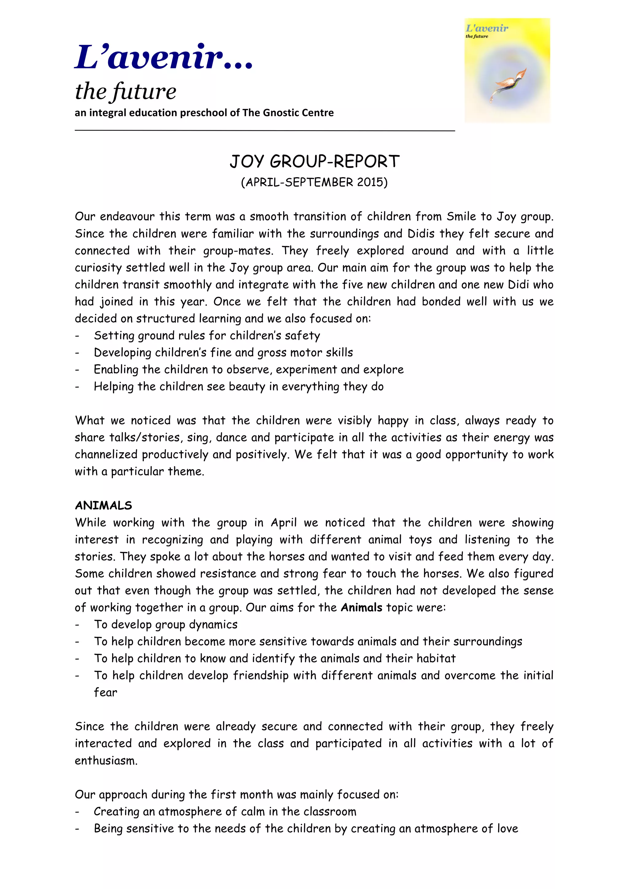 L'avenir preschool - Sample report | PDF | Free Download