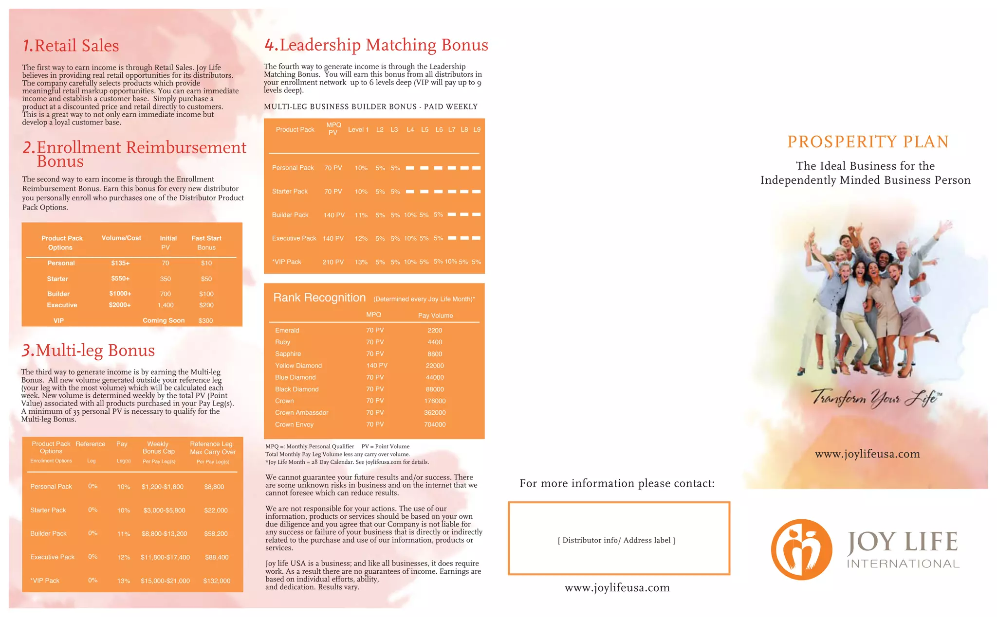 Joy life comp plan 1 19-12 copy | PDF | Sales | Business