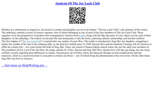Joy Luck Club Culture | PPT