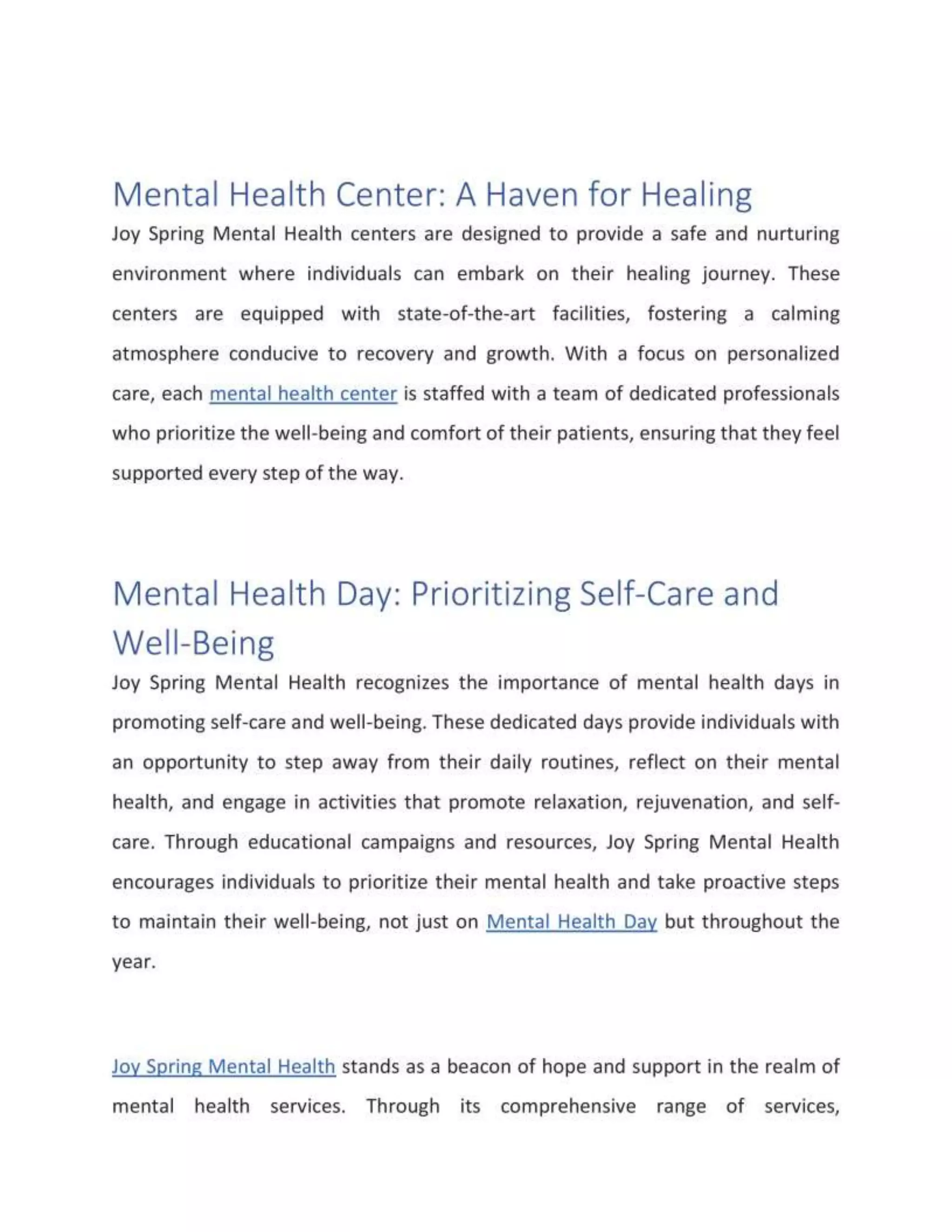 Joy Spring Mental HealtH1.ppt | Mental Health | Diseases and Conditions
