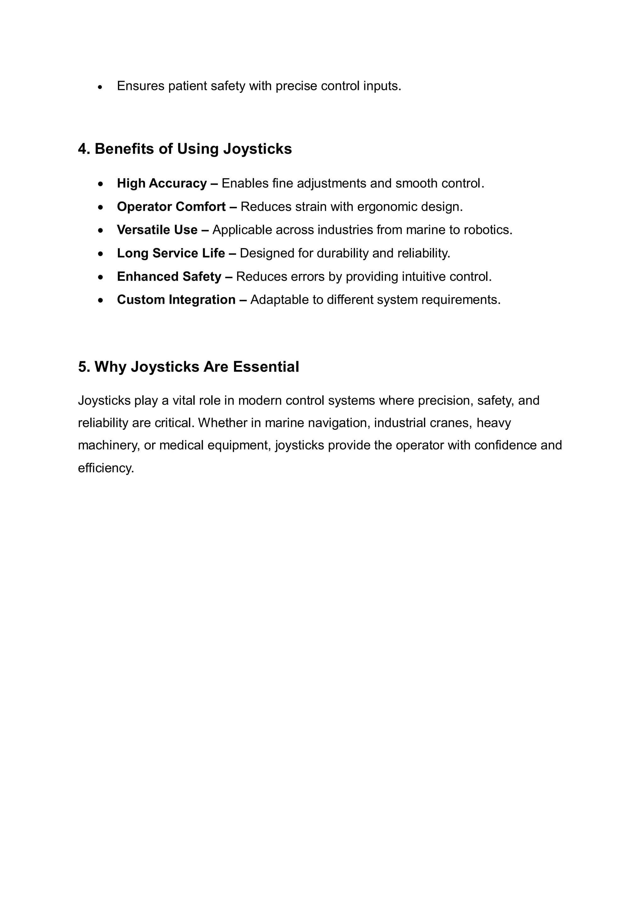 Joystick – Control with Precision and Reliability | PDF