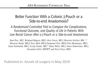 Colonic J Pouch Anastomosis