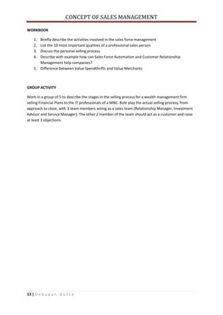 Concepts of sales management | PDF