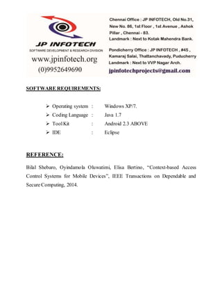 JPA1404 Context-based Access Control Systems for Mobile Devices | PDF