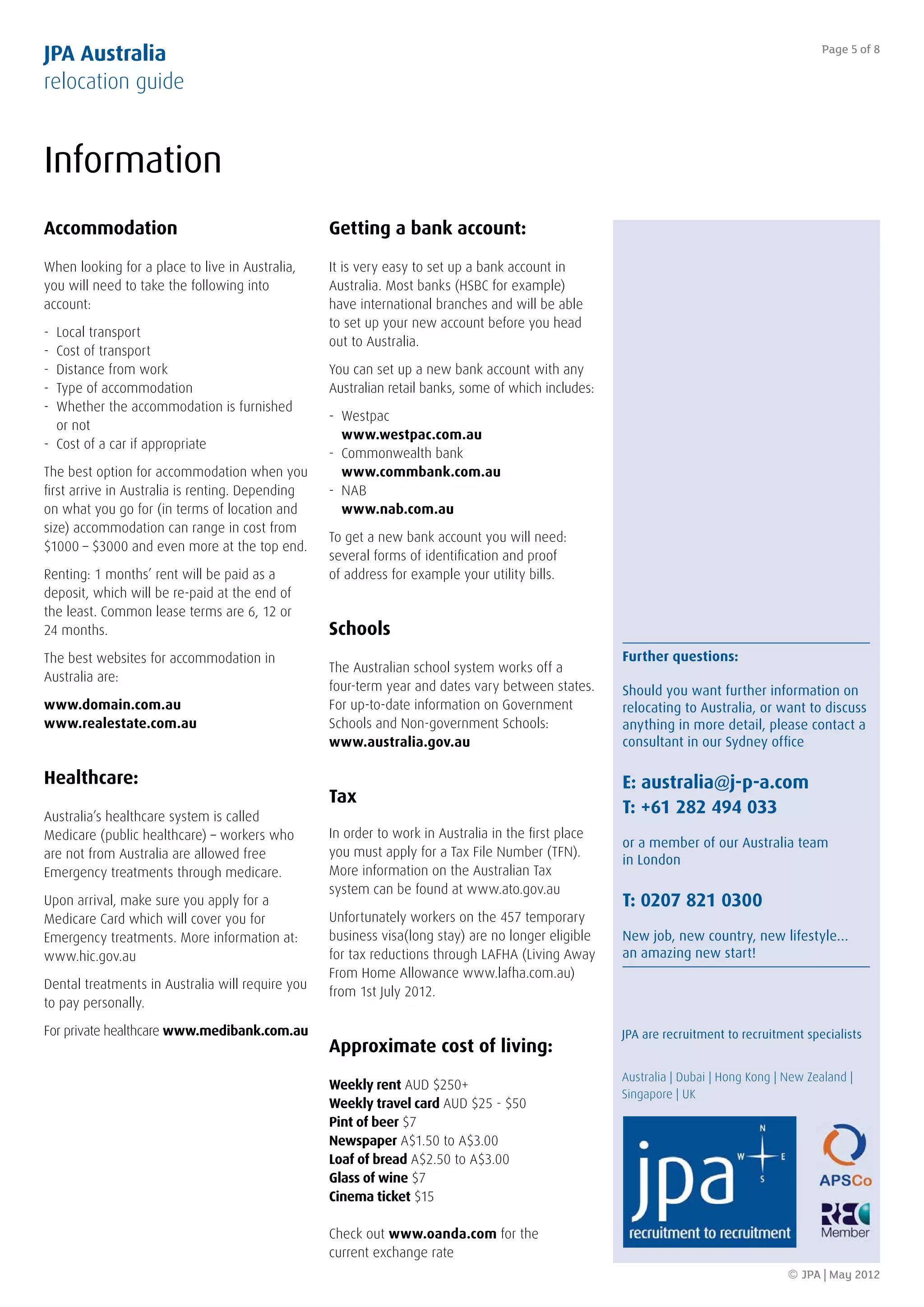 Jpa Australia Relocation Guide | PDF | Australia and Oceania Travel ...
